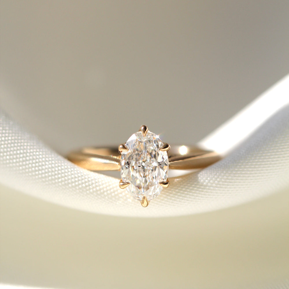 3 CT Oval Shaped Three Stones Lab Grown Diamond Engagement Ring – Klara ...