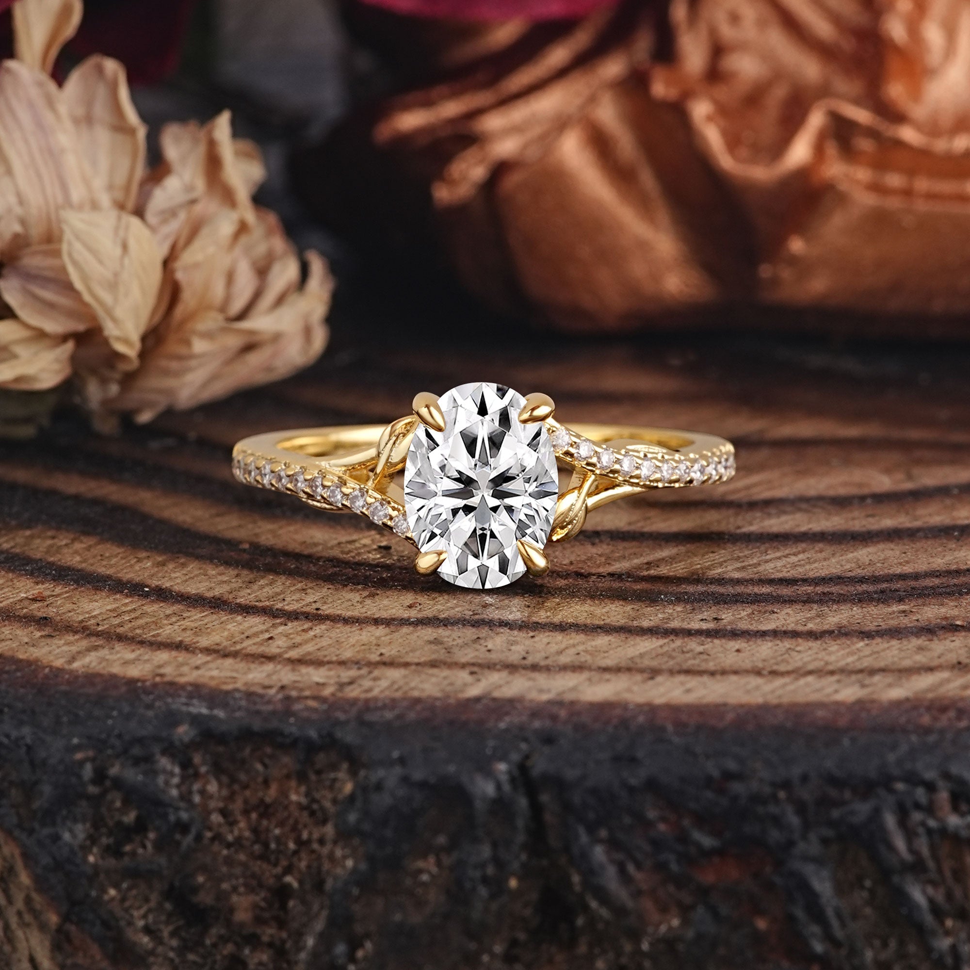 1.15 CT Oval Cut Pave & Split Shank Lab Grown Diamond Engagement Ring ...